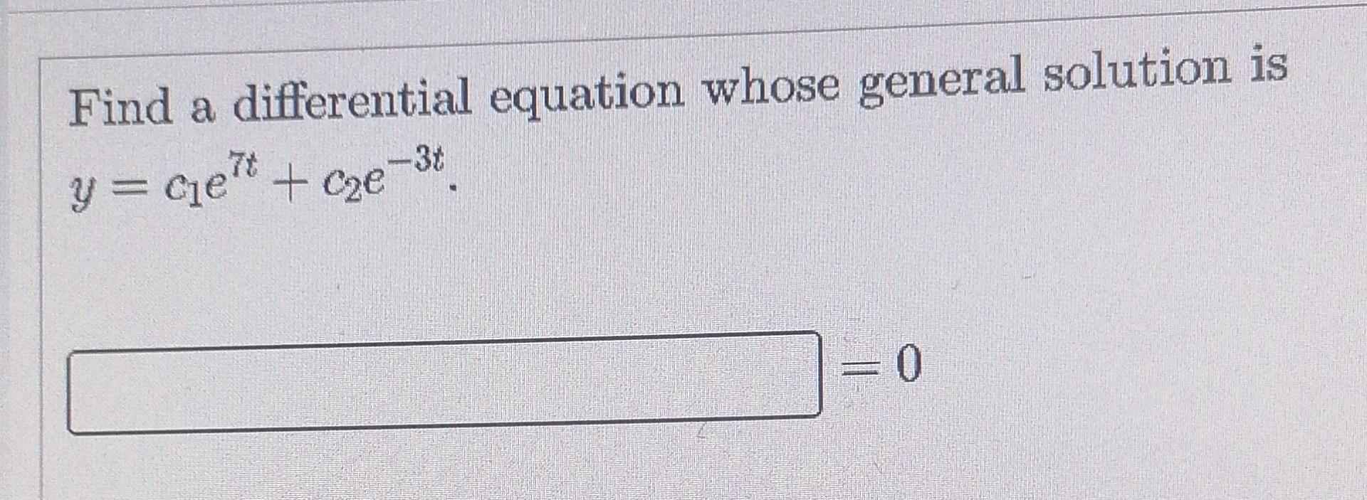 Solved Find a differential equation whose general solution | Chegg.com