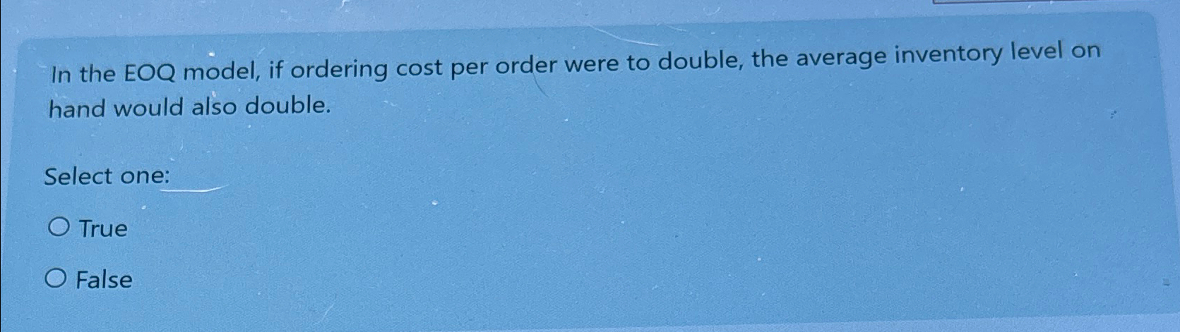 Solved In the EOQ model, if ordering cost per order were to | Chegg.com