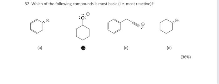 Solved 32. Which of the following compounds is most basic | Chegg.com