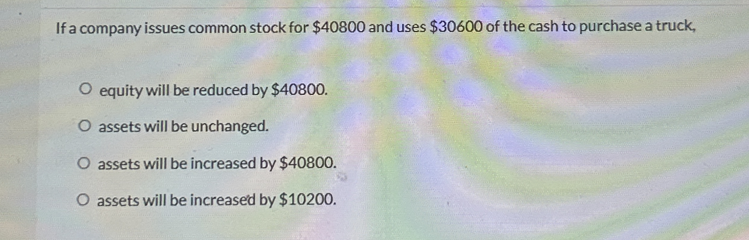 Solved If a company issues common stock for $40800 ﻿and uses | Chegg.com
