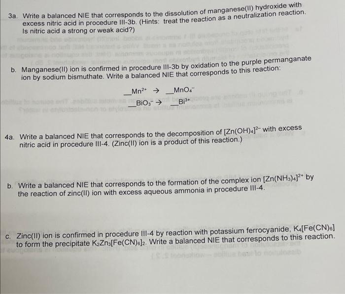 Solved 1a. In the first step of procedure III-1 ammonia is | Chegg.com