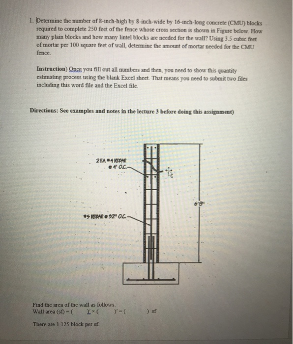 Solved 1. Determine the number of 8-inch-high by 8-inch-wide | Chegg.com