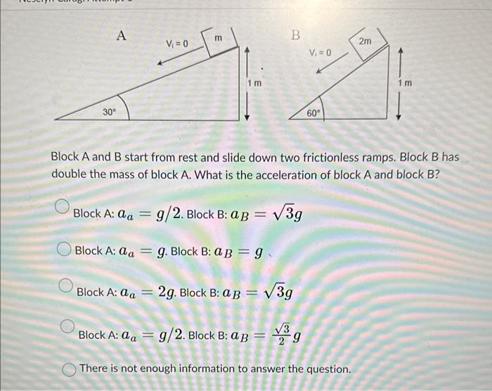 Solved Block A and B start from rest and slide down two | Chegg.com
