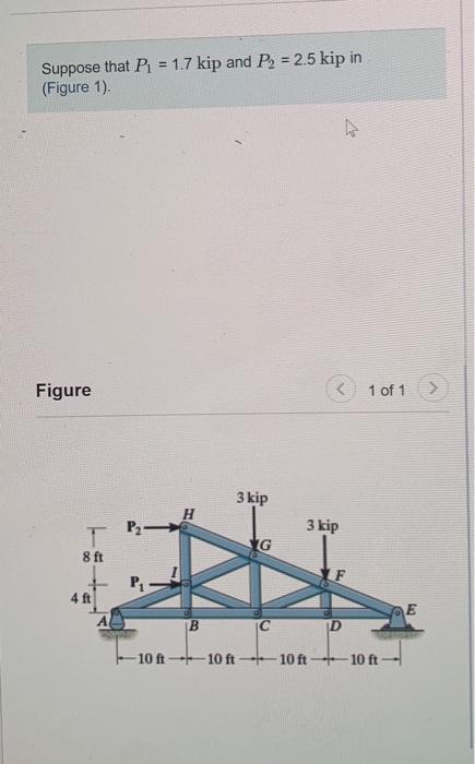 Solved Suppose that P1 = 1.7 kip and P2 = 2.5 kip in (Figure | Chegg.com