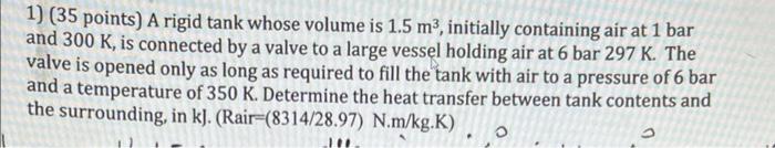 Solved 1) (35 points) A rigid tank whose volume is 1.5 m3, | Chegg.com