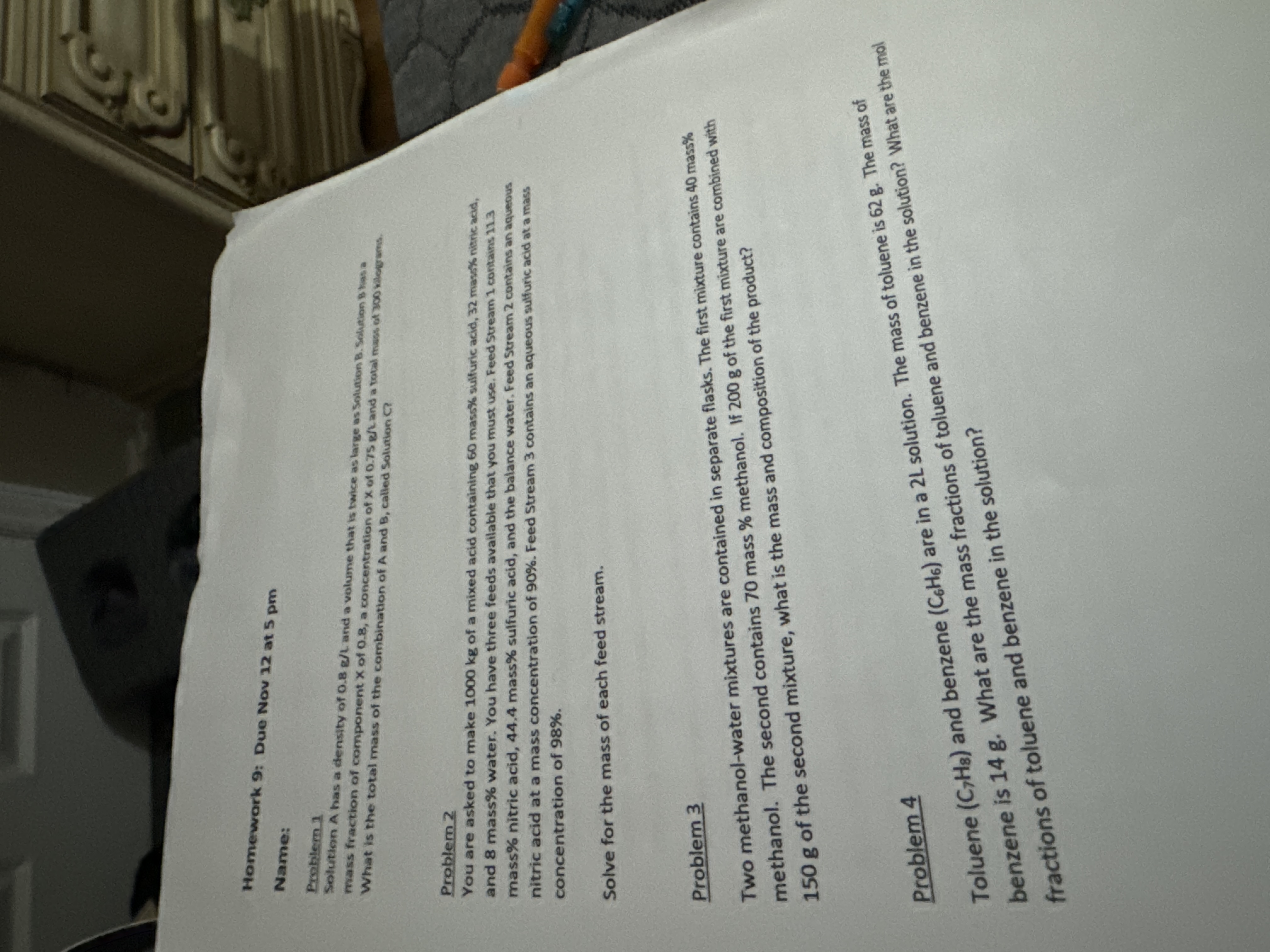 Solved Problem 1Solution A has a density of 0.8gh ﻿and a | Chegg.com