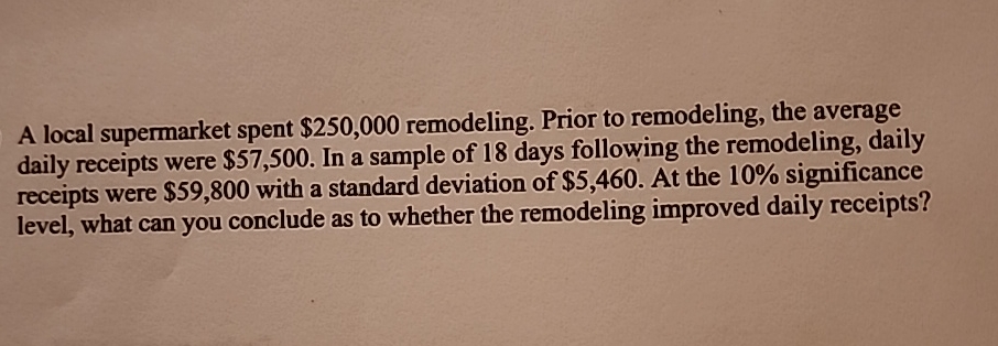 How to solve A local supermarket spent $250,000 | Chegg.com