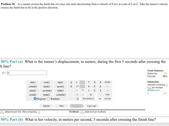 Solved (3\%) Problem 5: At time t0=0.0 s, a car, starting | Chegg.com