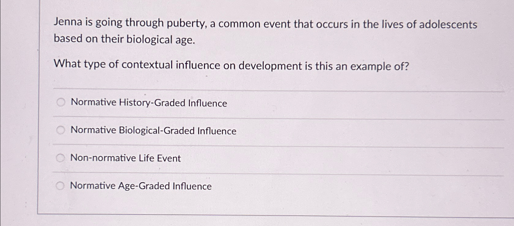 Solved Jenna is going through puberty, a common event that | Chegg.com