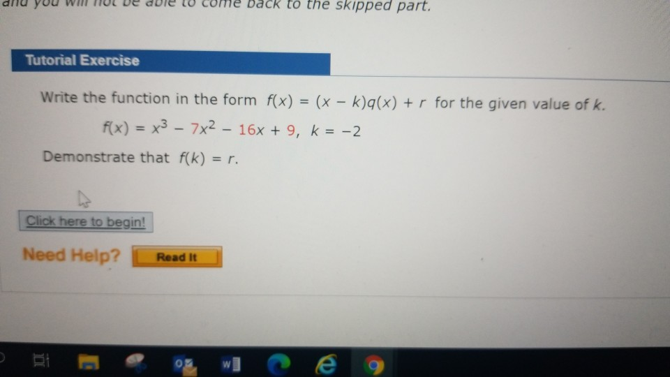Solved back to the skipped part. Tutorial Exercise Write the | Chegg.com