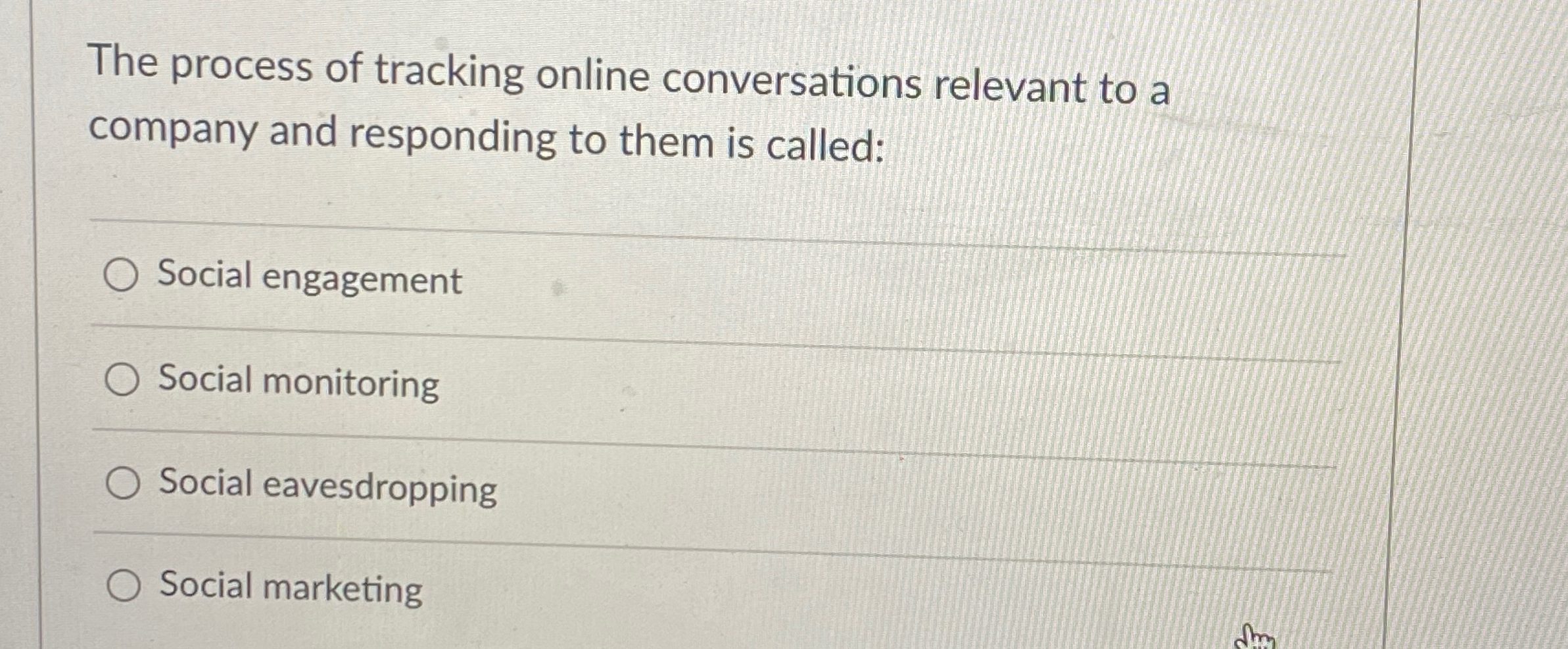 Solved The process of tracking online conversations relevant | Chegg.com