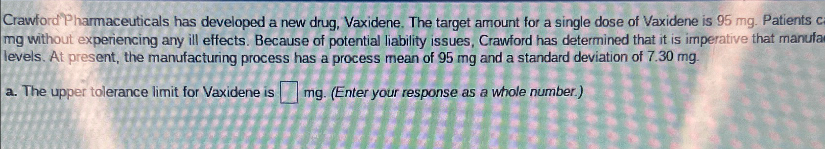 Solved Crawford"Pharmaceuticals has developed a new drug, | Chegg.com