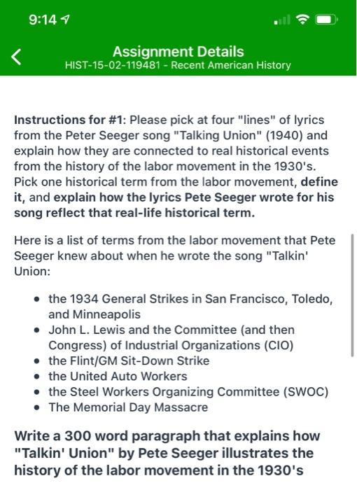 Solved 9:14 Assignment Details HIST-15-02-119481 - Recent | Chegg.com