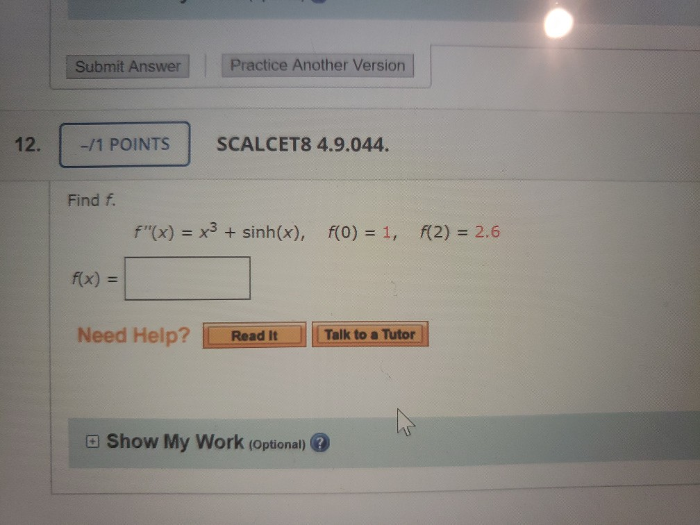 Solved Submit Answer Practice Another Version 12. - 1 POINTS | Chegg.com