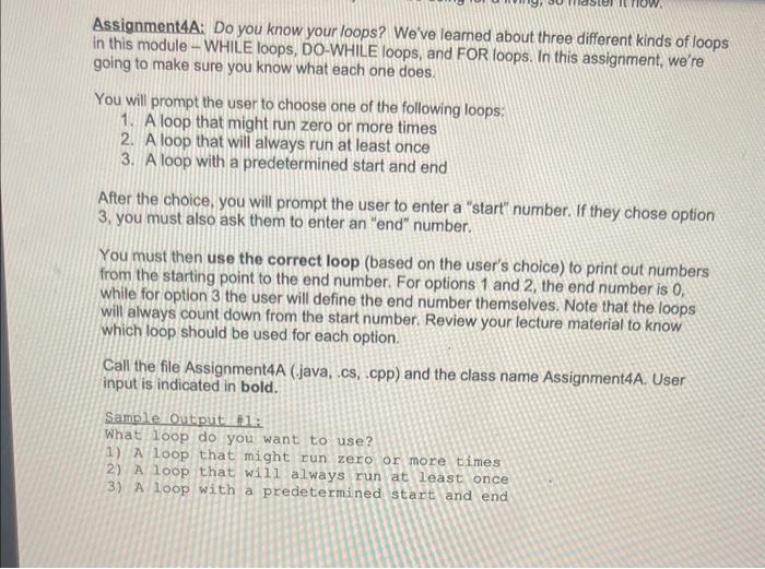 Solved Assignment4A: Do you know your loops? We've leamed | Chegg.com