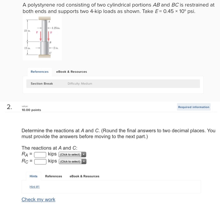 Solved A polystyrene rod consisting of two cylindrical | Chegg.com