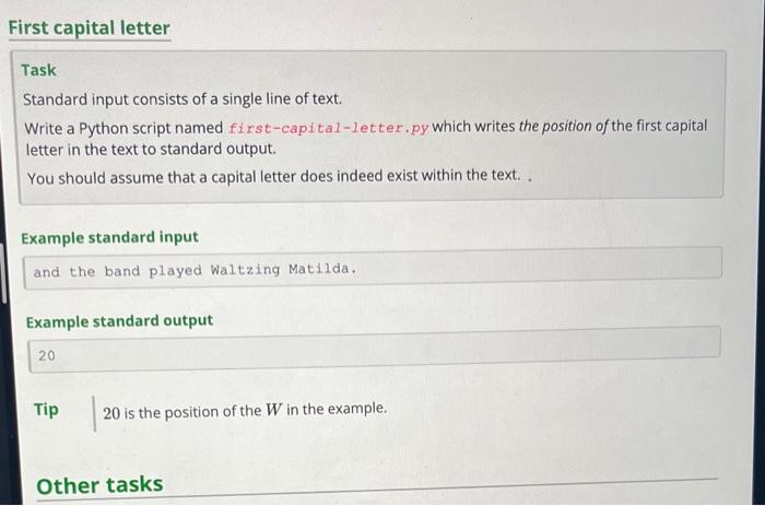 Solved Task Standard input consists of a single line of | Chegg.com