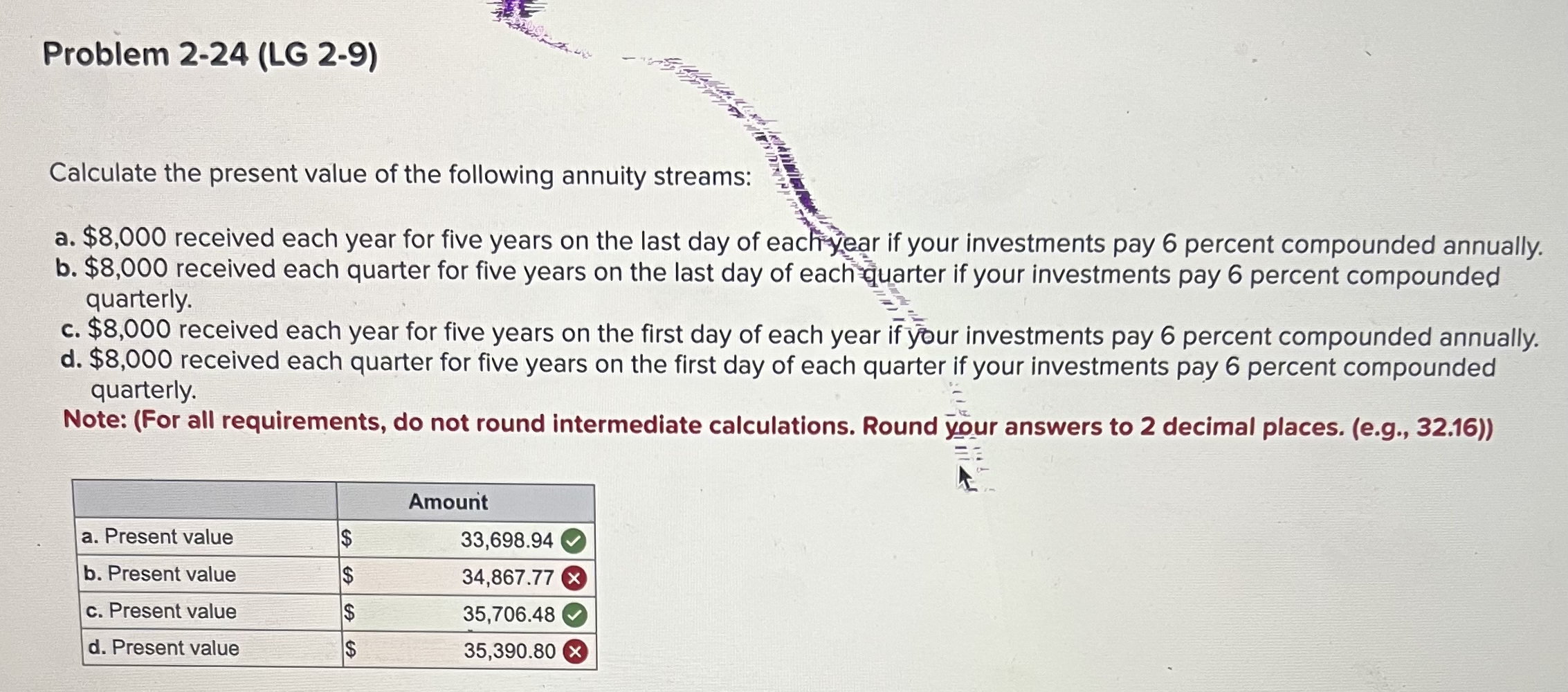 Solved Problem 2-24 (LG 2-9)Calculate the present value of | Chegg.com