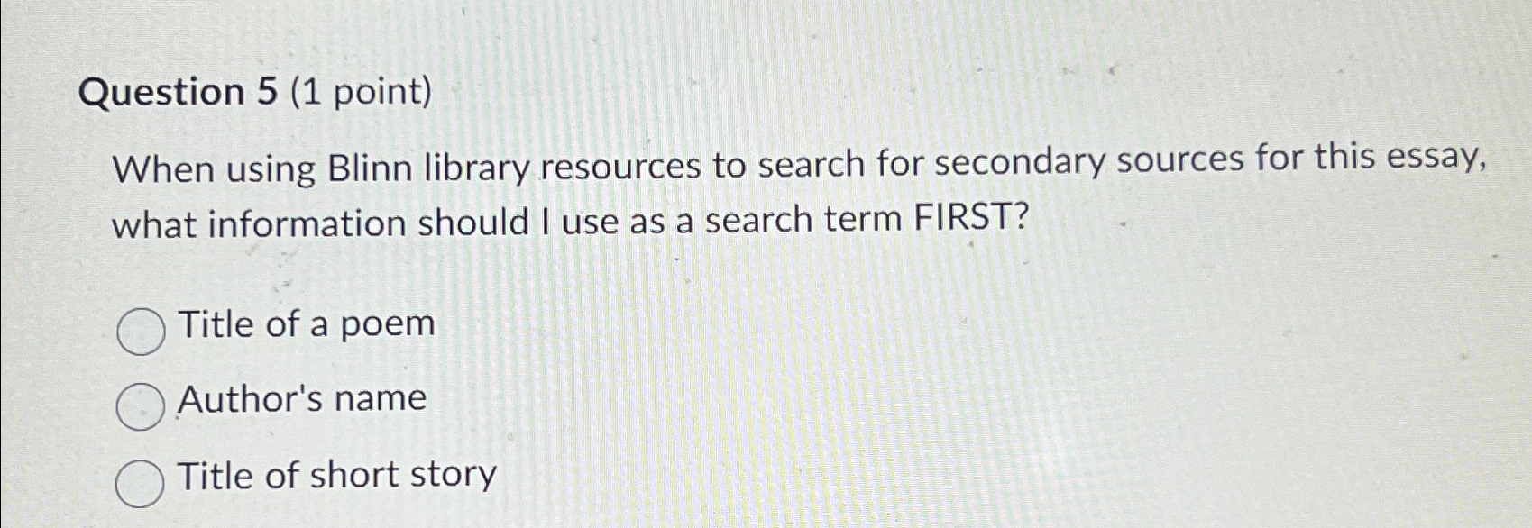 Solved Question 5 (1 ﻿point) ﻿When using Blinn library | Chegg.com