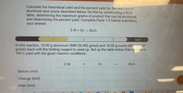 Solved Calculate the theoretical yield and the percent yield | Chegg.com