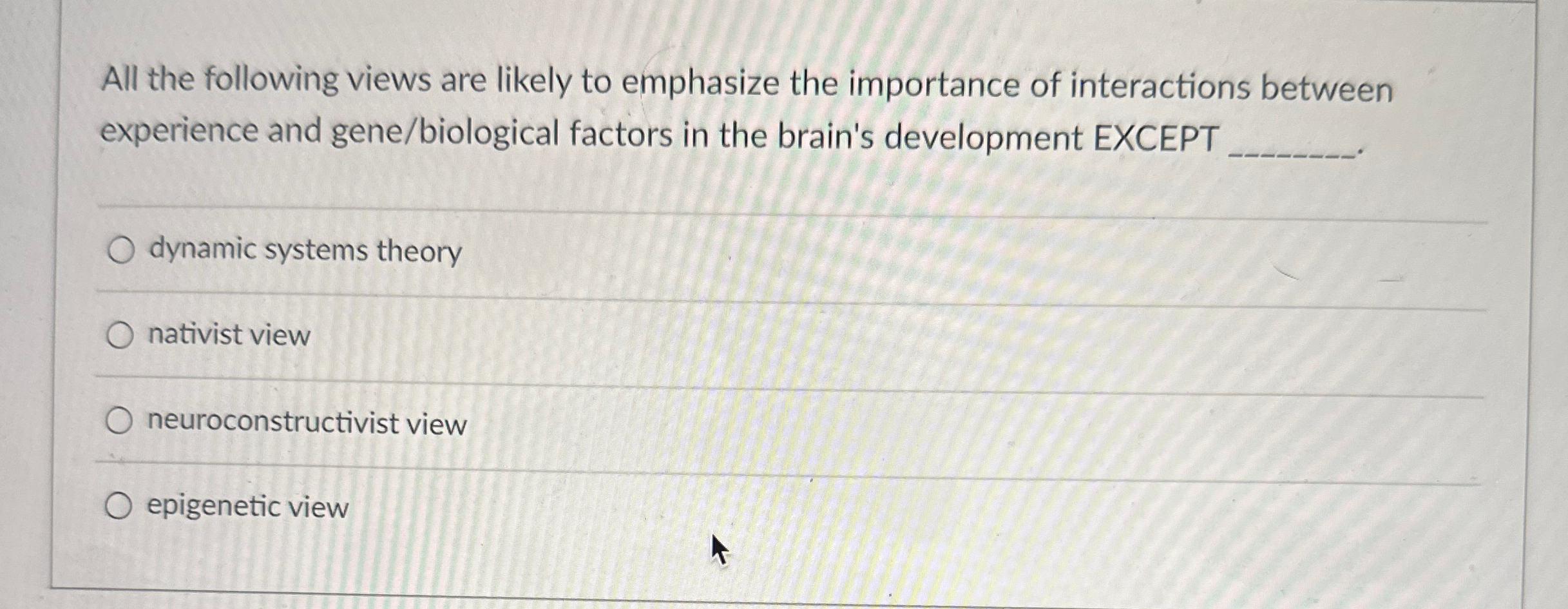 Solved All the following views are likely to emphasize the | Chegg.com