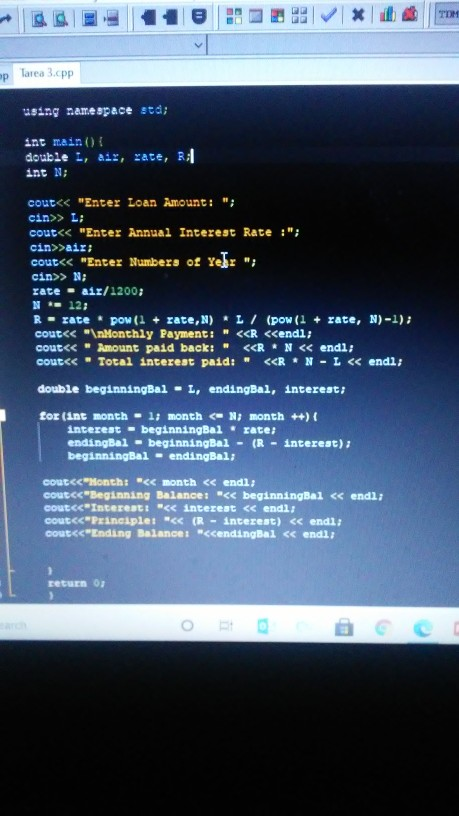 Solved X TOM op Tarea 3.cpp using namespace std; int main() | Chegg.com
