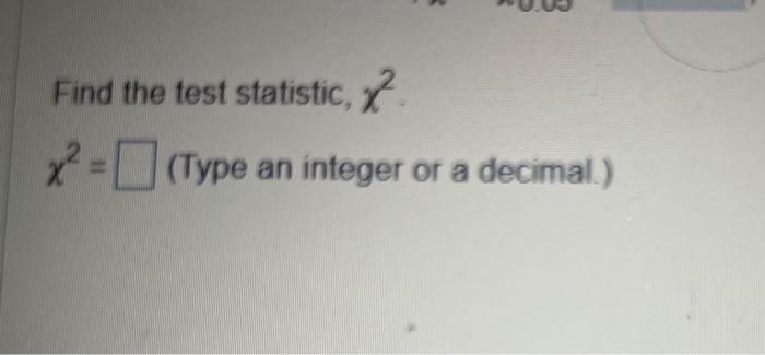 Solved Find the test statistic, χ2 x2= (Type an integer or a | Chegg.com