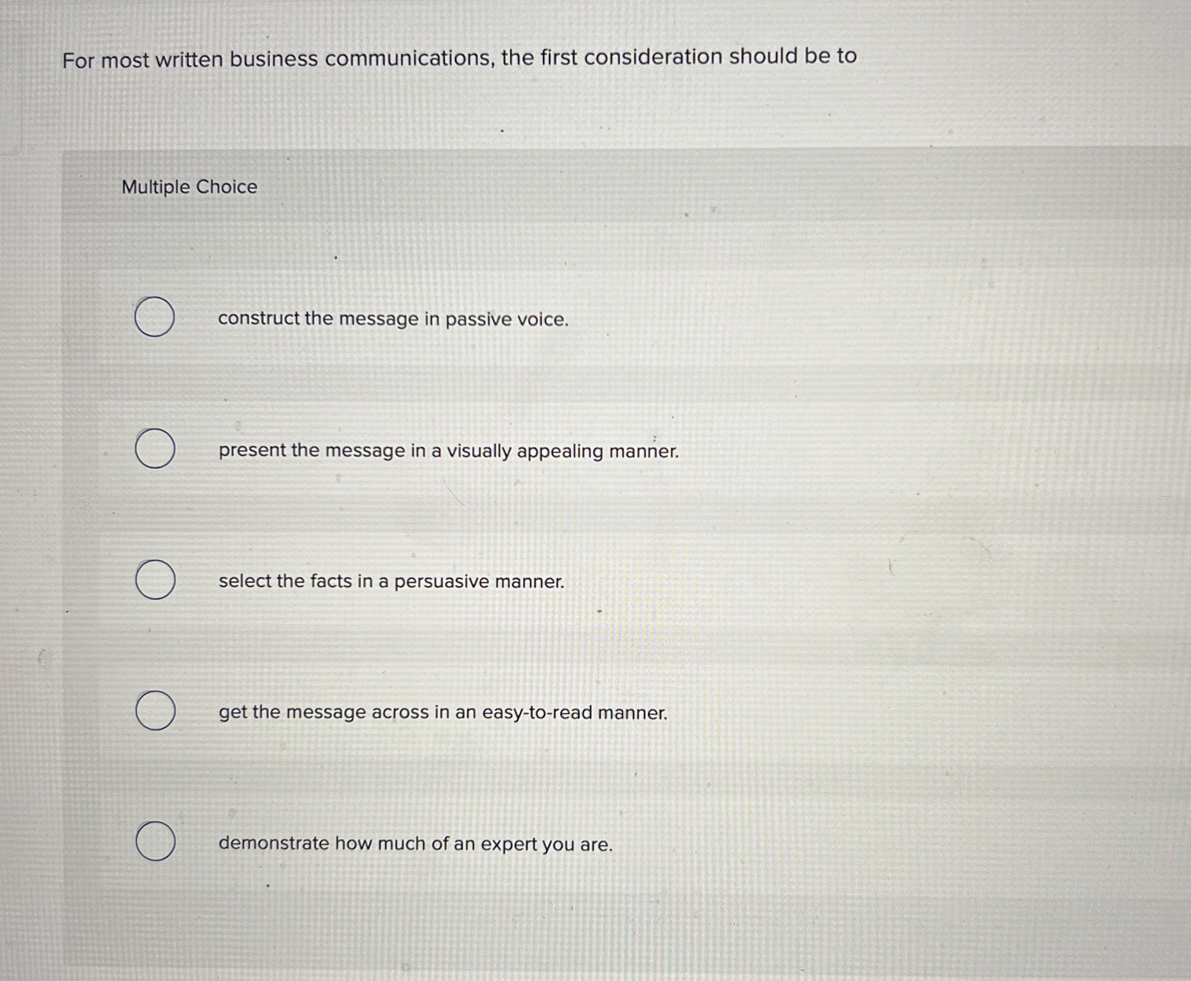 Solved For most written business communications, the first | Chegg.com