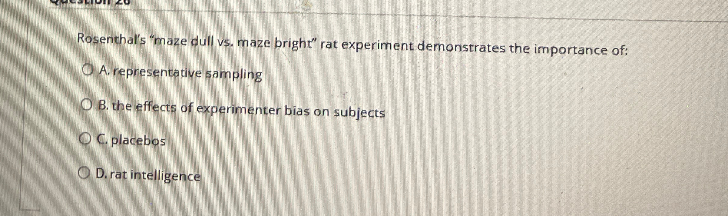 Solved Rosenthal's "maze dull vs. ﻿maze bright" rat | Chegg.com