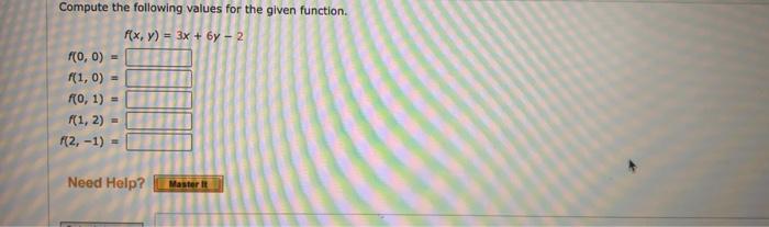 Solved Compute the following values for the given function. | Chegg.com
