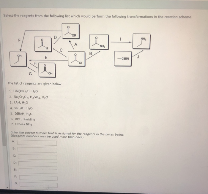 Solved Select the reagents from the following list which | Chegg.com