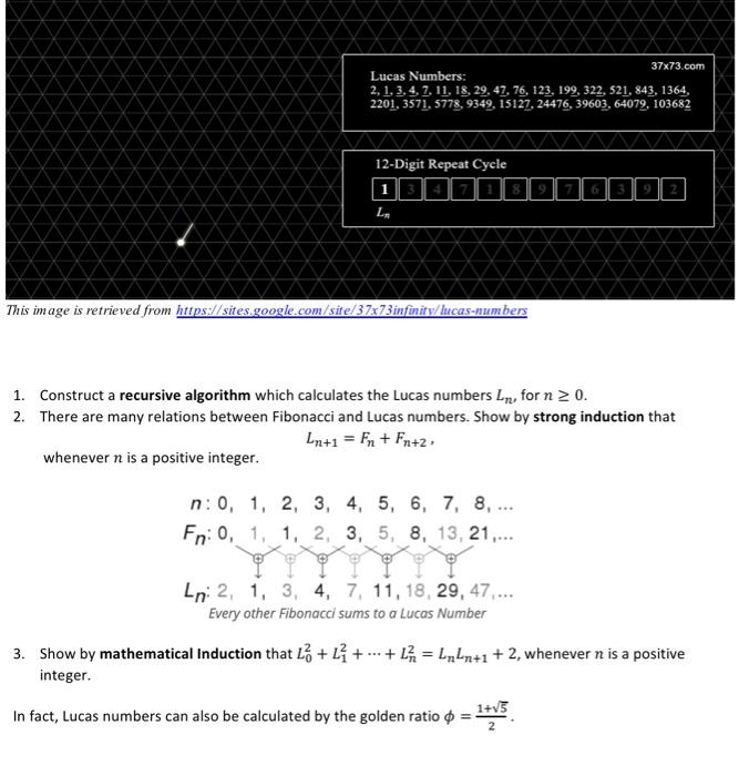 Solved "Lucas numbers are the second most common pattern in | Chegg.com