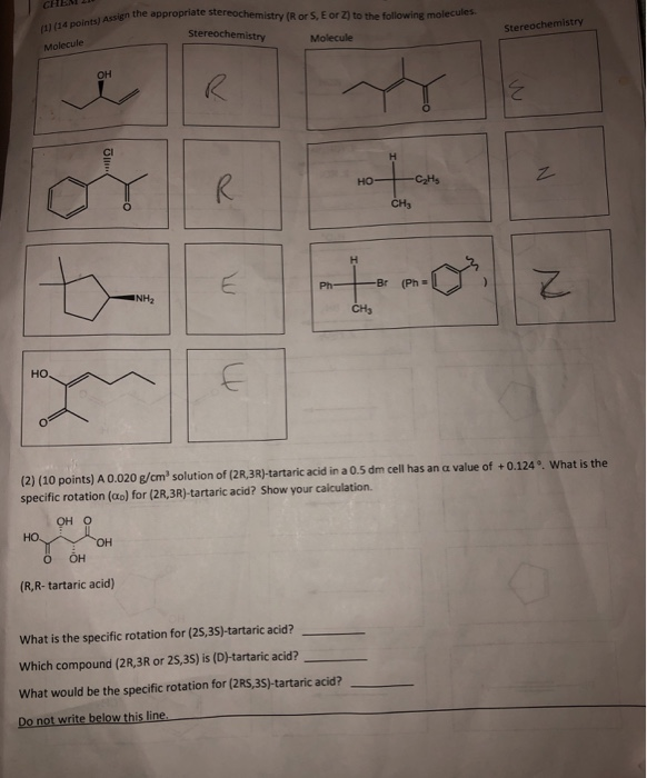 Solved Assign the appropriate stereochemistry (Ror S, E or | Chegg.com