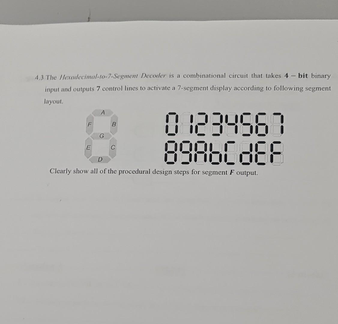 Solved 4.3 The Hexadecimal-10-7-Segment Decoder is a | Chegg.com