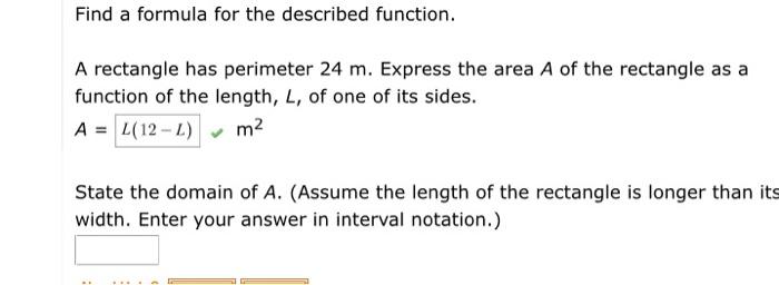 Solved Find a formula for the described function. A | Chegg.com