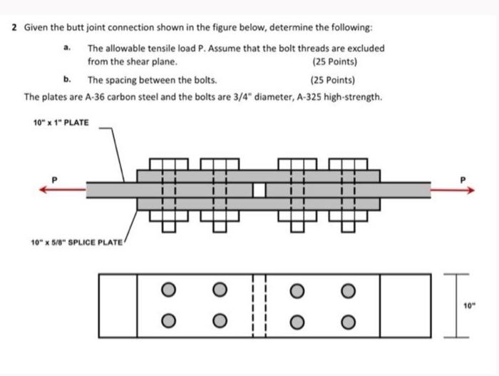 Solved 2 Given the butt joint connection shown in the figure | Chegg.com