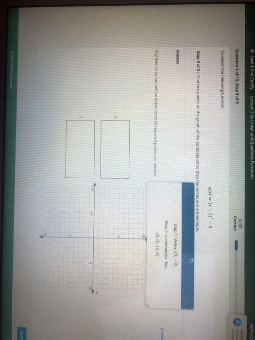 Solved Save & End Certify Lesson: 3.2a Linear and Quadratic | Chegg.com