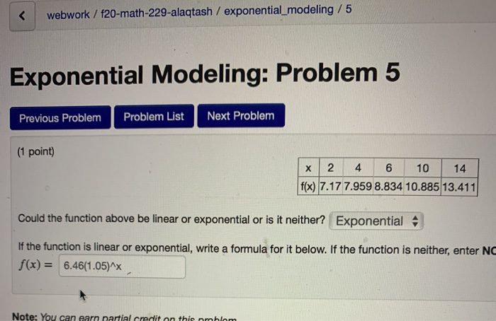 Solved webwork/f20-math-229-alaqtash / exponential_modeling | Chegg.com