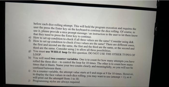 Solved 2. Write a Java program for this 3-dice game. This | Chegg.com