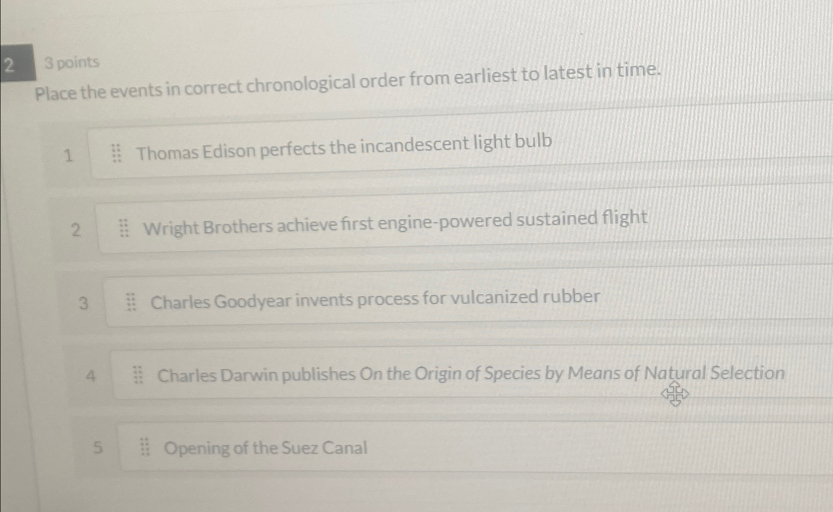 2 ﻿pointsPlace the events in correct chronological | Chegg.com