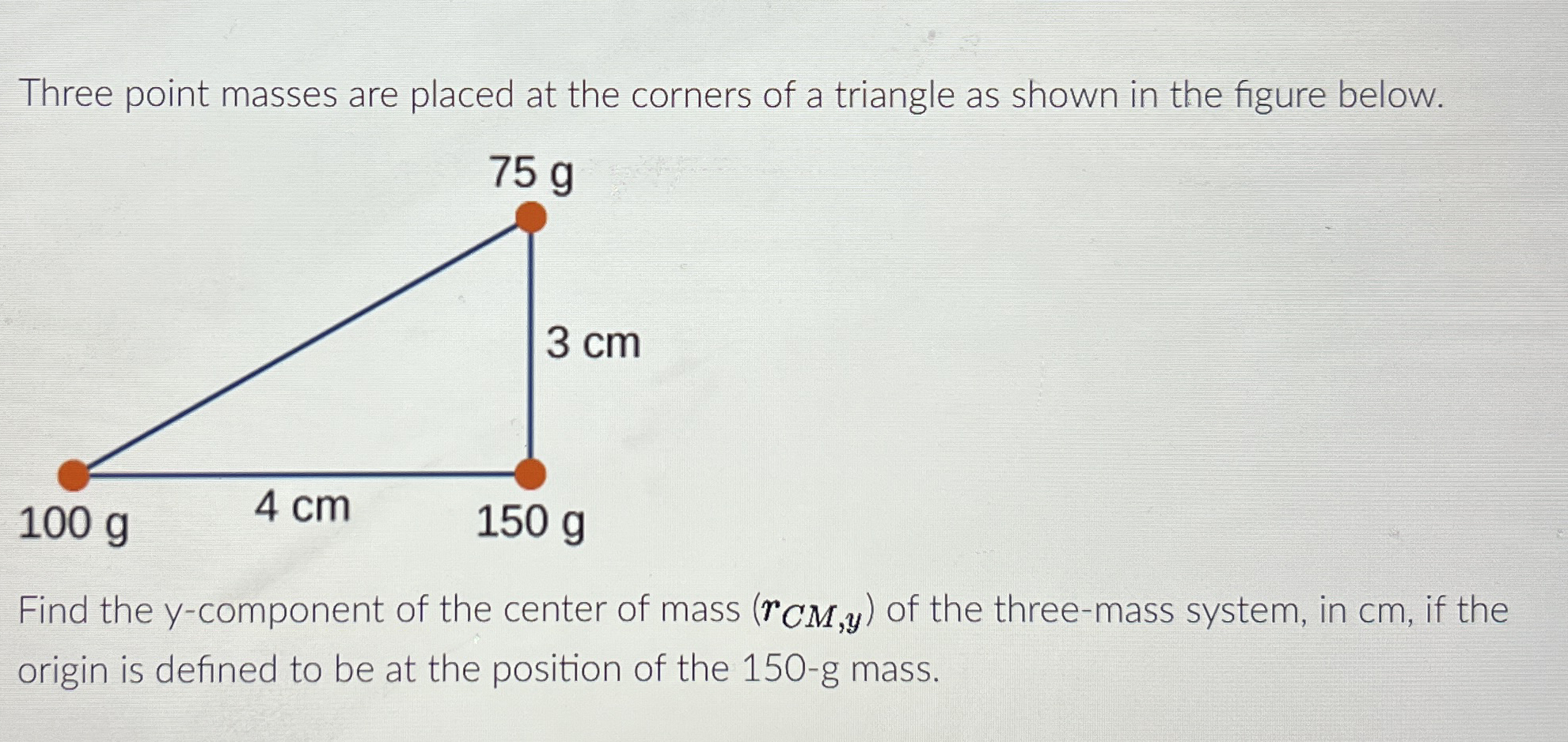 Solved Three point masses are placed at the corners of a | Chegg.com