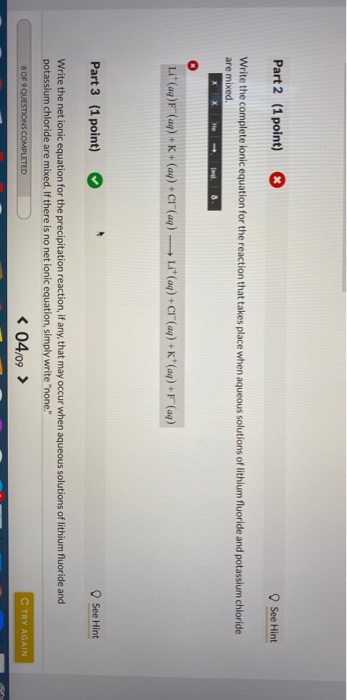 Solved Part 2 (1 point) See Hint Write the complete ionic | Chegg.com