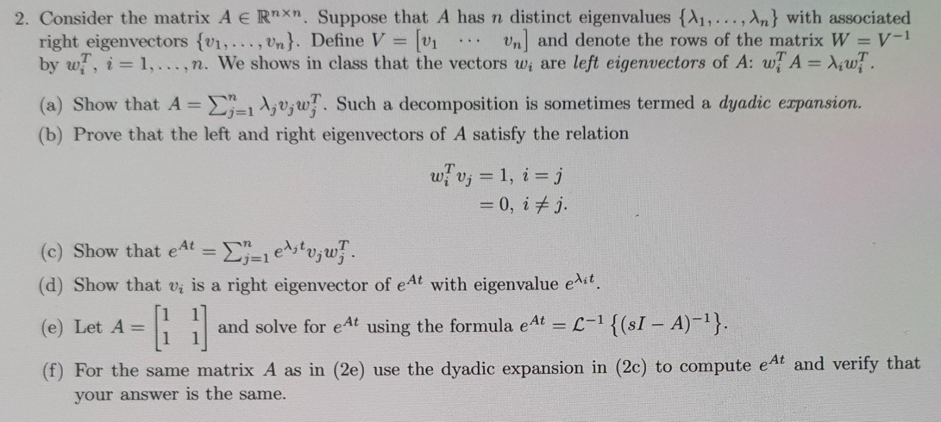 Solved 9 - 2. Consider the matrix Ae Rnxn. Suppose that A | Chegg.com