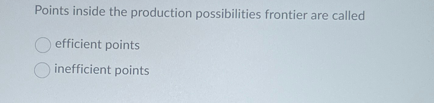 Solved Points inside the production possibilities frontier | Chegg.com
