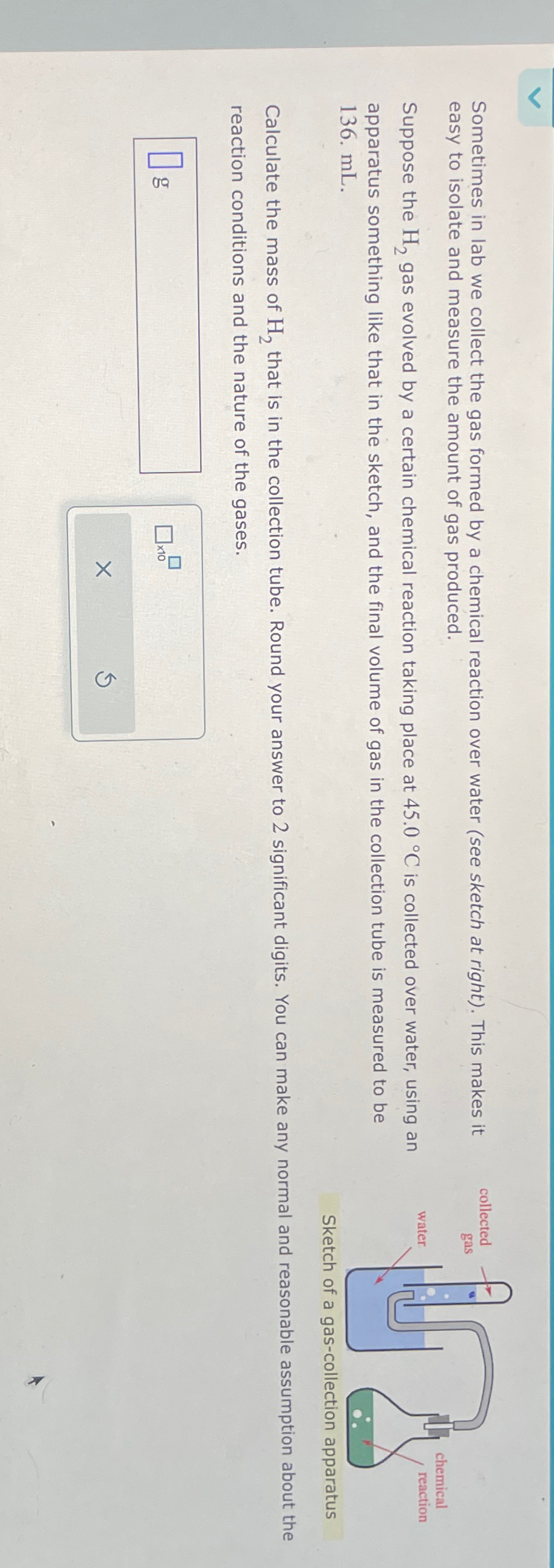 Solved Sometimes in lab we collect the gas formed by a | Chegg.com