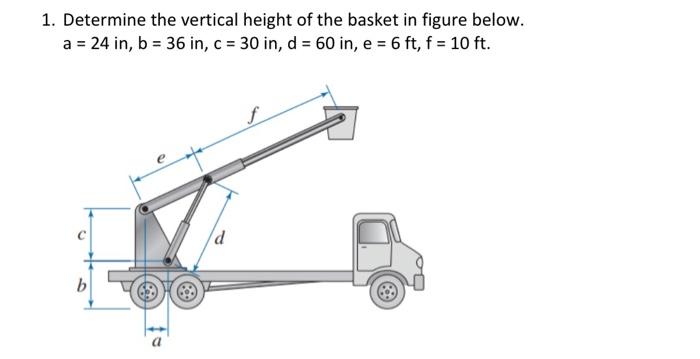 Solved 1. Determine the vertical height of the basket in | Chegg.com