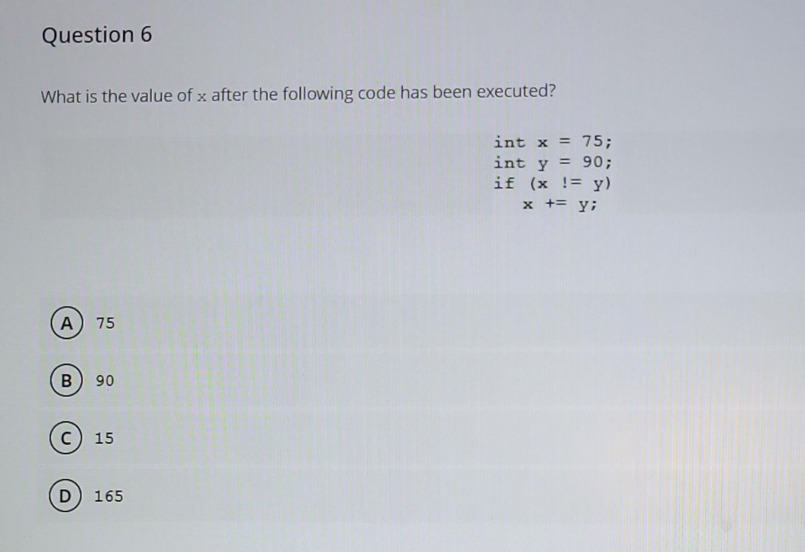 Solved What is the value of x after the following code has | Chegg.com
