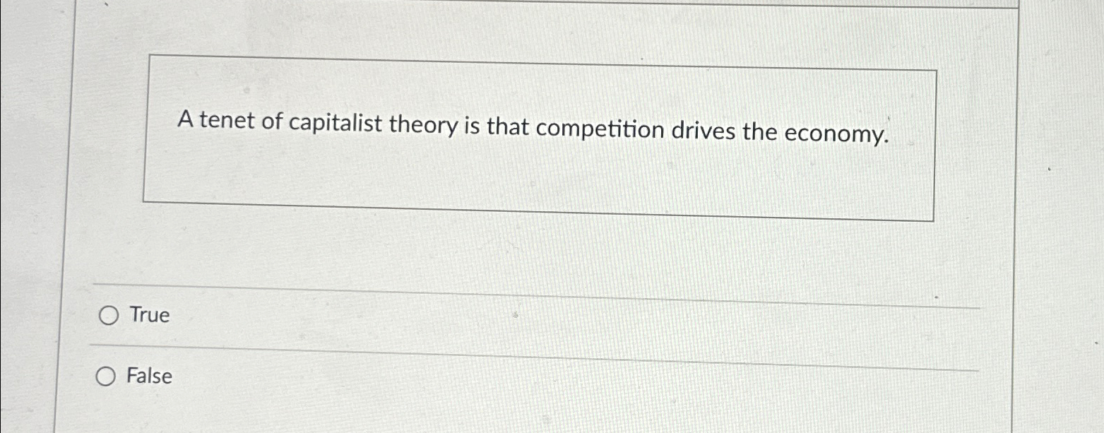 Solved A tenet of capitalist theory is that competition | Chegg.com