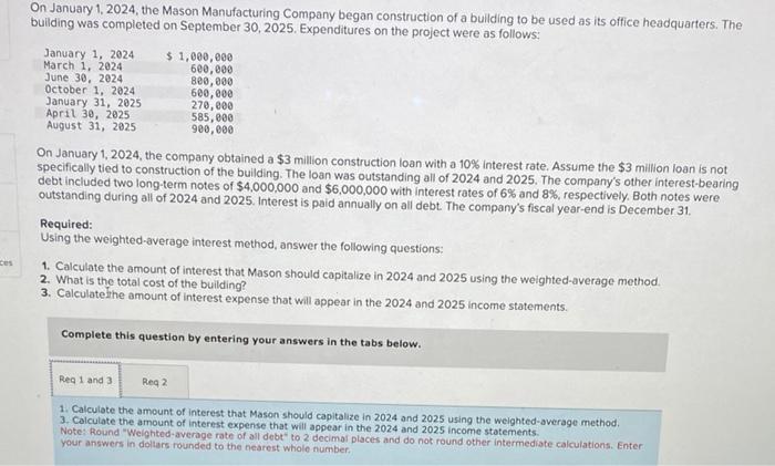 Solved On January 1. 2024, the Mason Manufacturing Company | Chegg.com