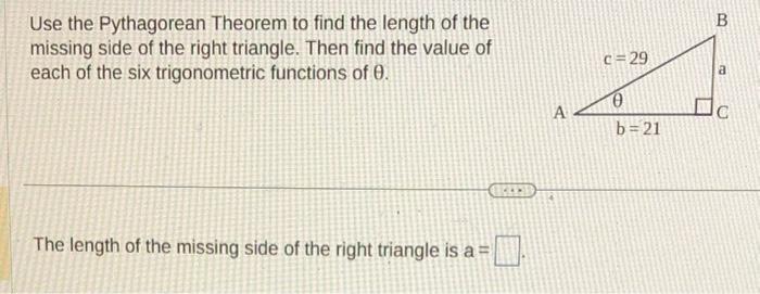Solved Use the Pythagorean Theorem to find the length of the | Chegg.com